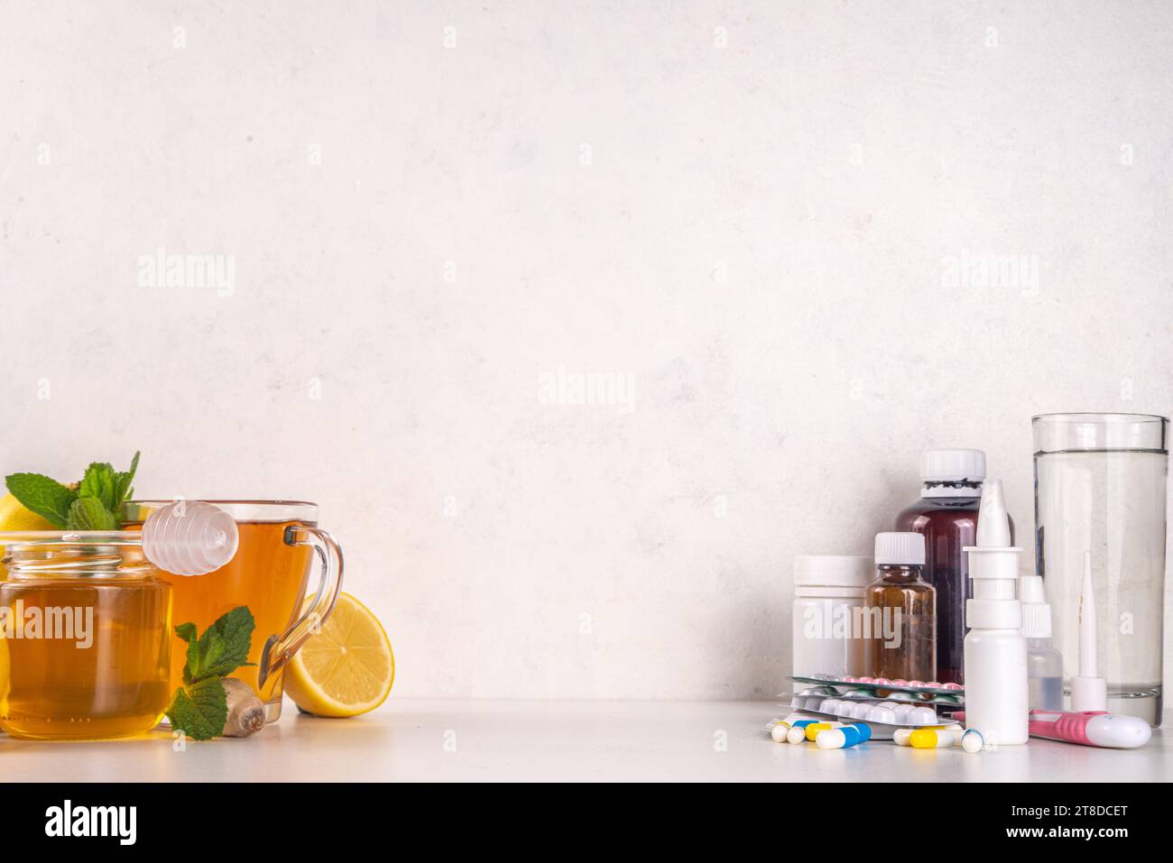 Medical and alternative herbal cold remedy. Set of various traditional ...