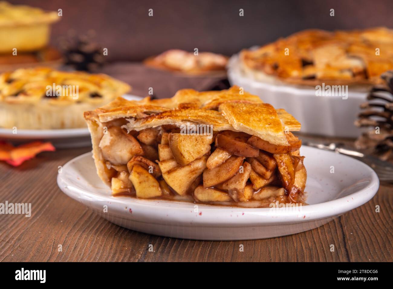Traditional autumn apple pie. Sweet Thanksgiving dinner, fall seasonal ...