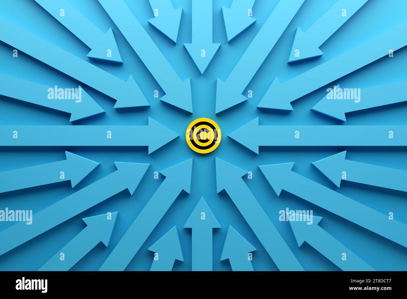Copyright, patent and property rights protection concept. Blue arrows ...
