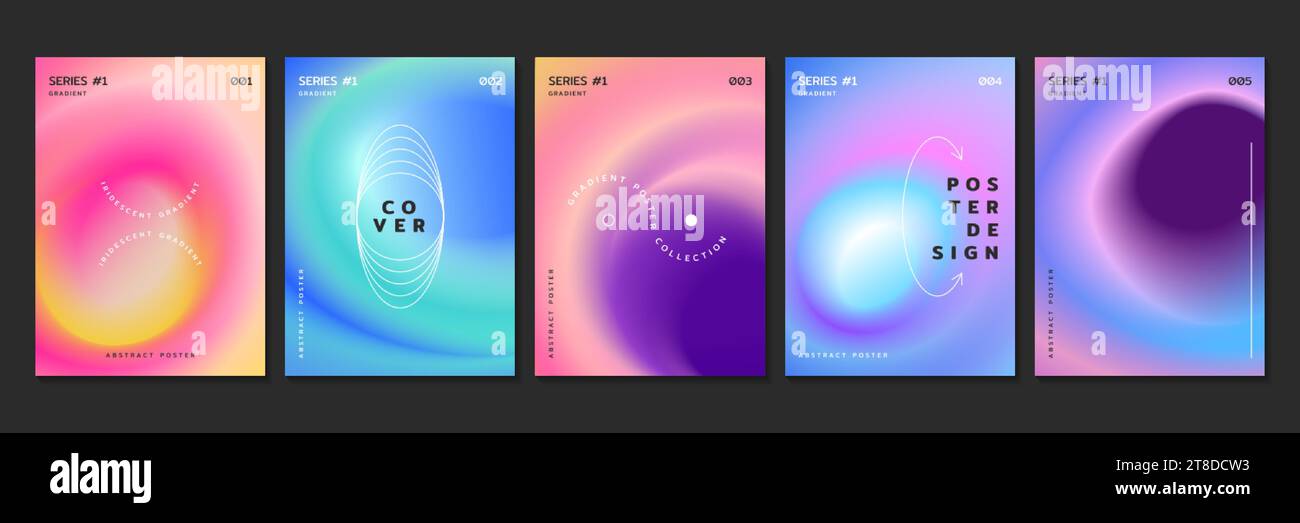 Set of fluid gradient backgrounds with radial blur effect. Covers ...