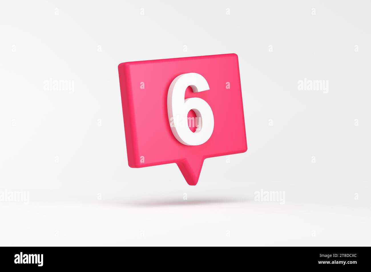 Number six on pink speech bubble on white background. 3D render Stock ...