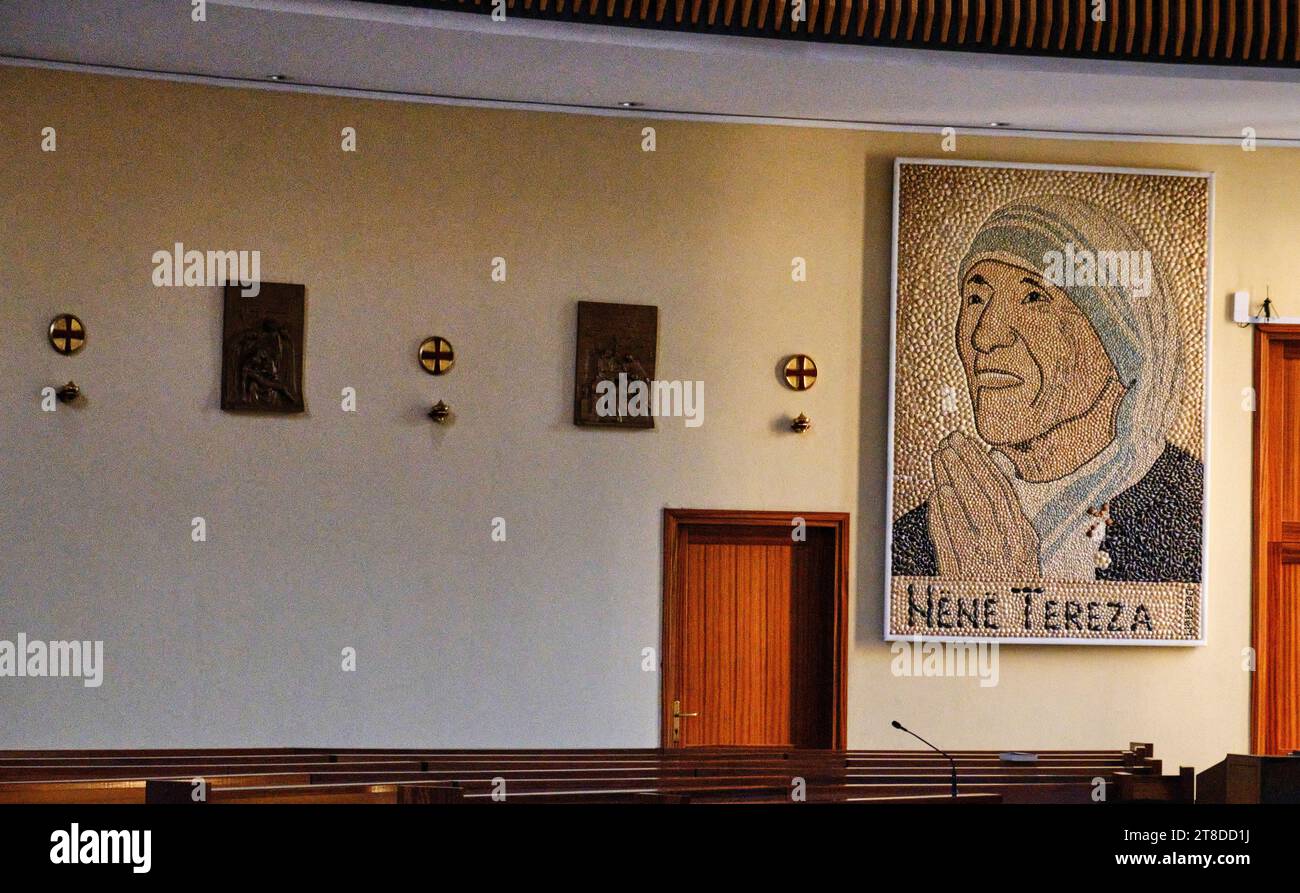 A mosaic of Mother Teresa or Nënë Tereza inside the St. Paul's ...