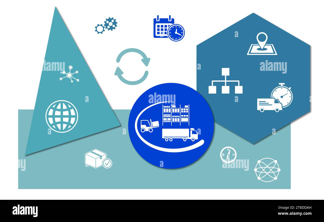 Concept of logistics with icons on geometric shapes background Stock ...