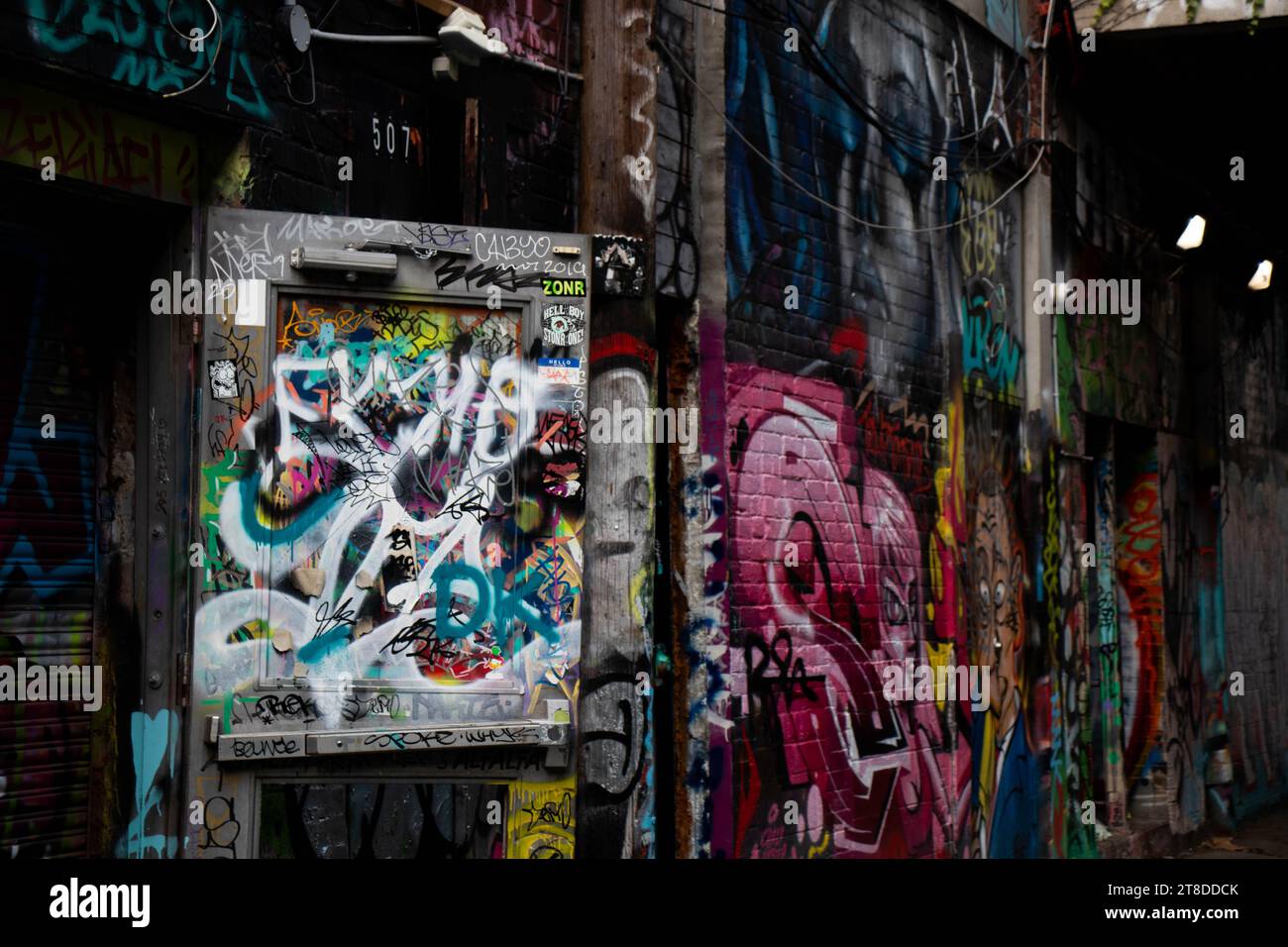 Graffiti Alley in colour Stock Photo - Alamy