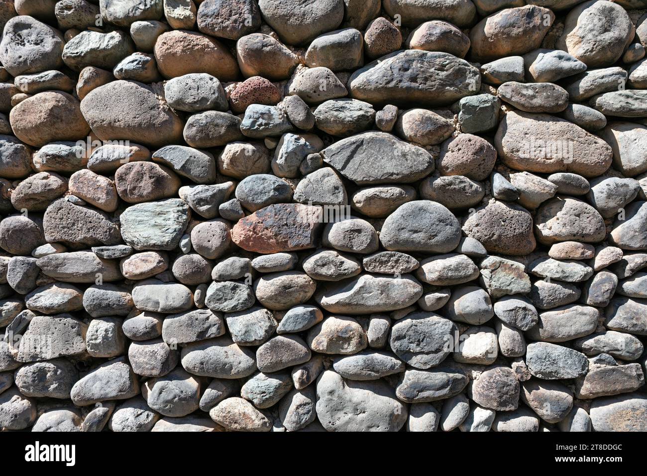 Sturdy rustic wall constructed from a diverse stones . Background of ...