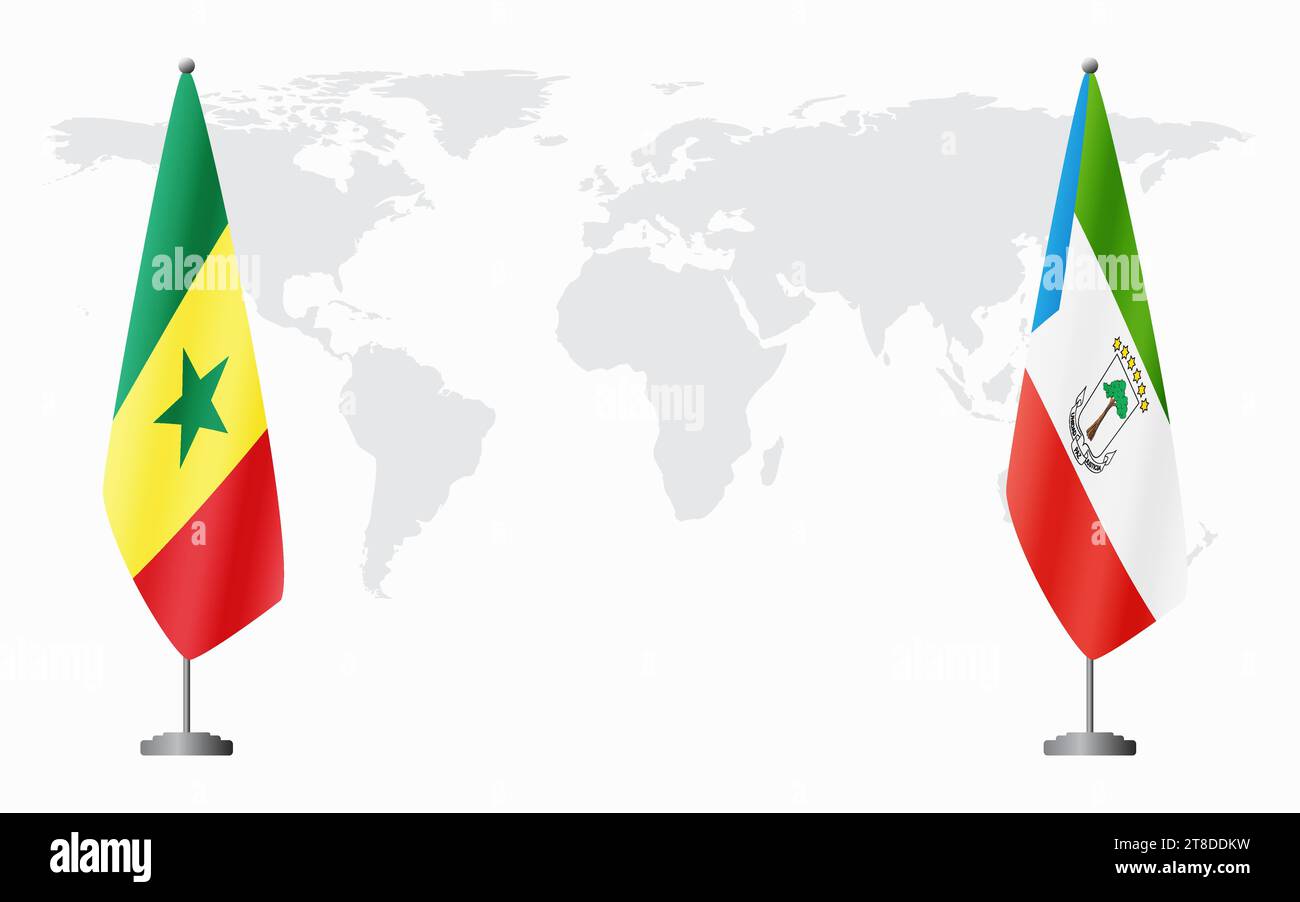 Senegal and Equatorial Guinea flags for official meeting against ...