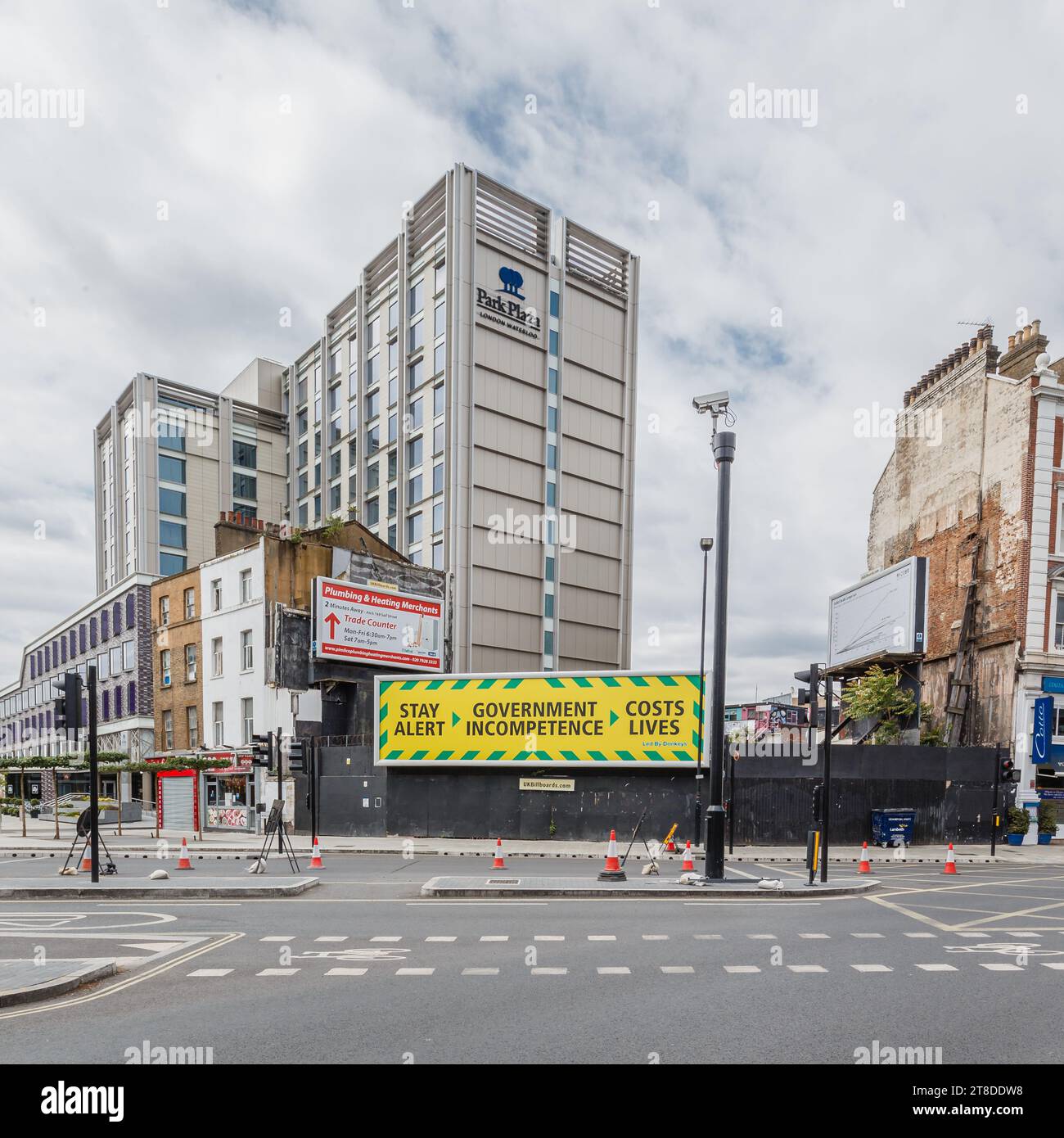A giant Covid Billboard in London during the first Lockdown Stock Photo ...