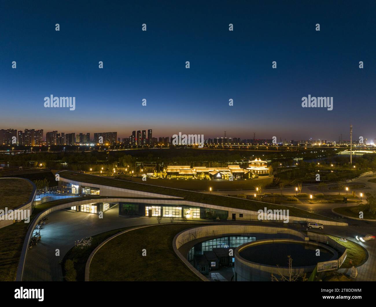Aerial photo shows the Grand Canal Banzha Ruins Park in Huai'an City ...