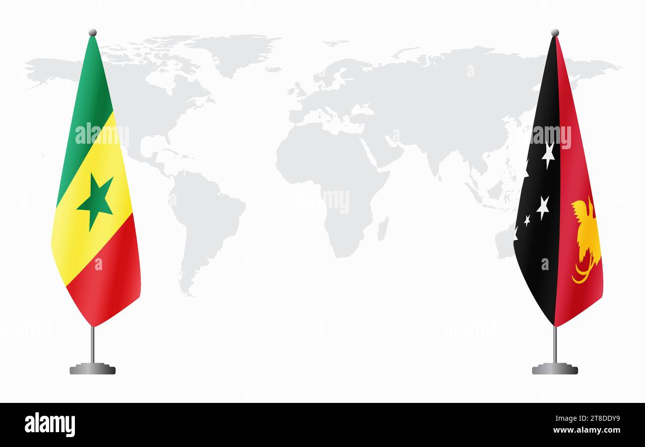 Senegal and Papua New Guinea flags for official meeting against background of world map Stock ...