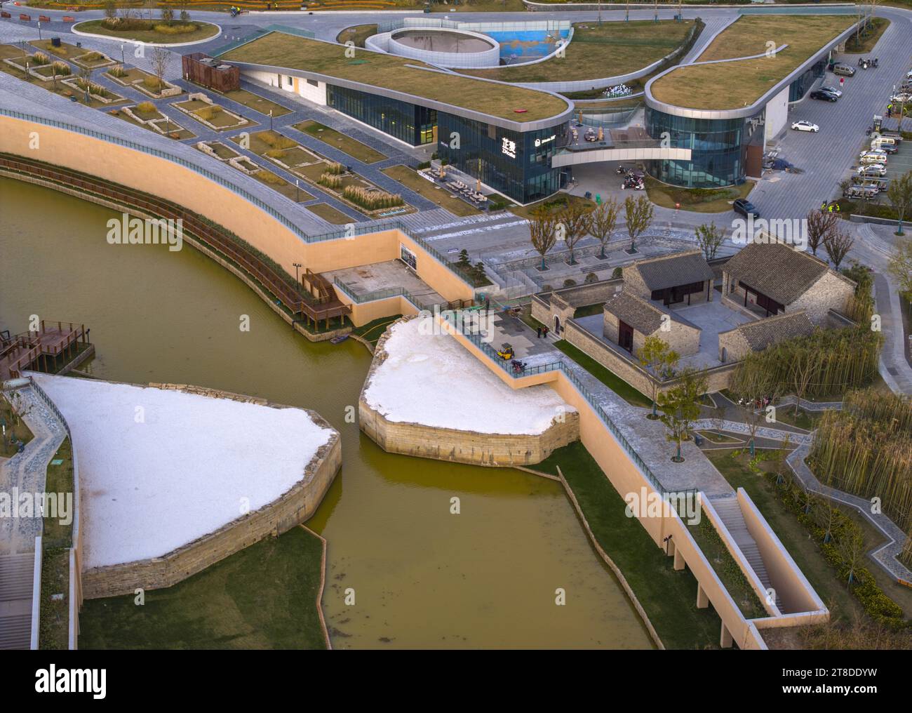Aerial photo shows the Grand Canal Banzha Ruins Park in Huai'an City ...
