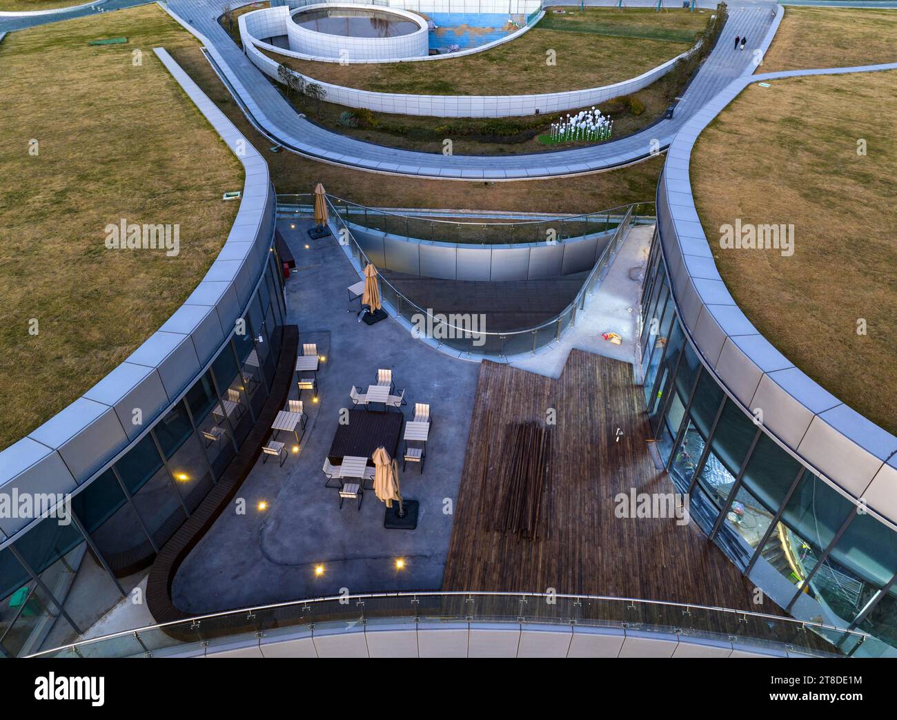 Aerial photo shows the Grand Canal Banzha Ruins Park in Huai'an City ...