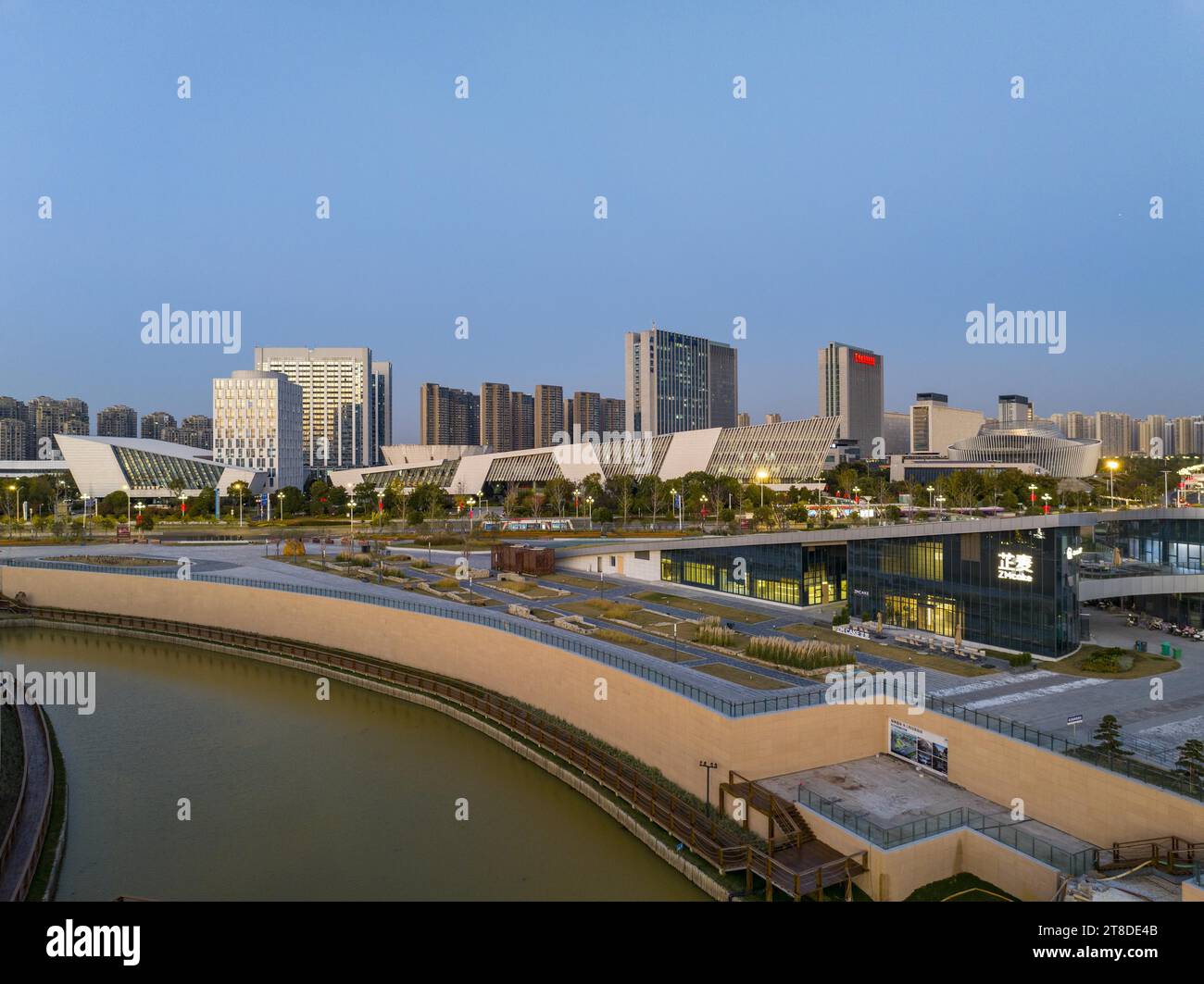 Aerial photo shows the Grand Canal Banzha Ruins Park in Huai'an City ...