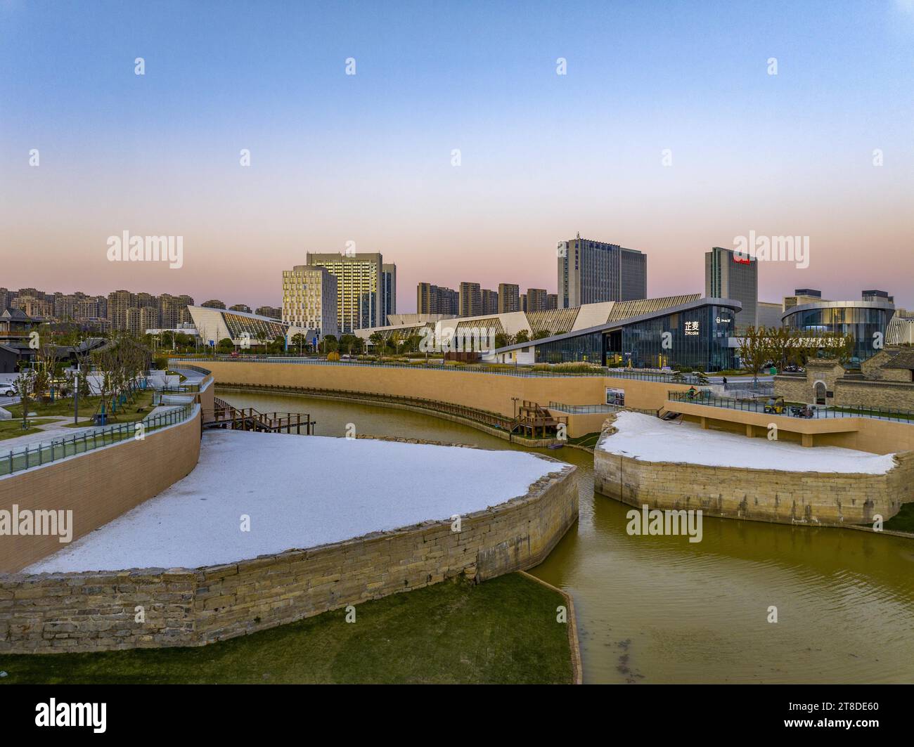 Aerial photo shows the Grand Canal Banzha Ruins Park in Huai'an City ...