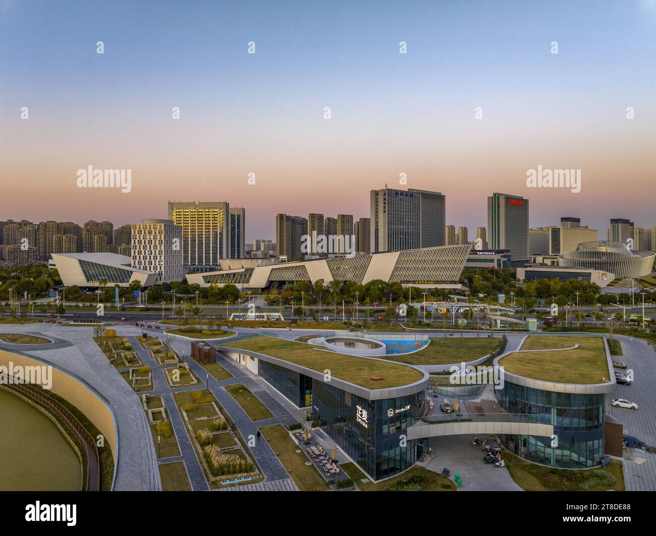 Aerial photo shows the Grand Canal Banzha Ruins Park in Huai'an City ...