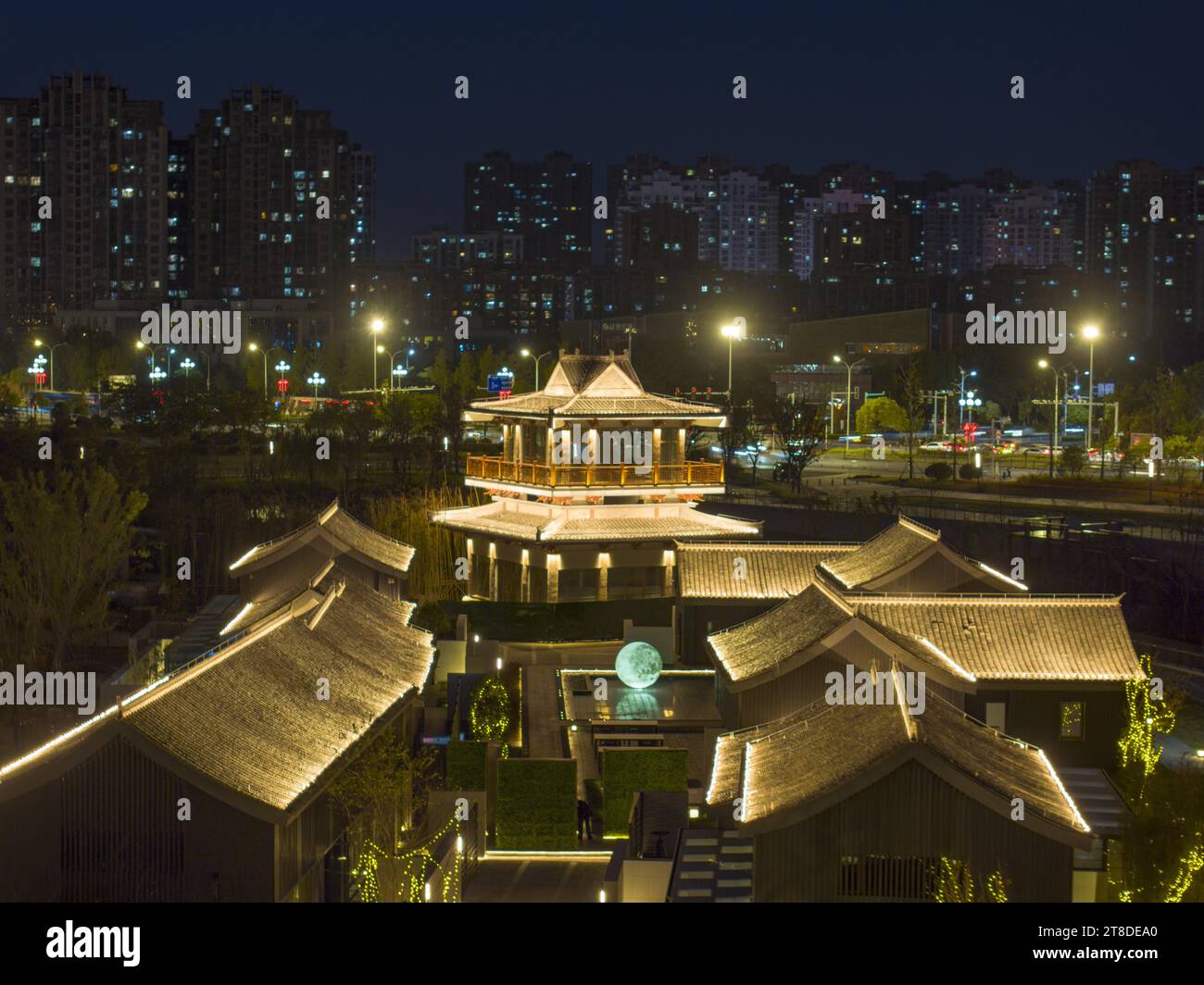 Aerial photo shows the Grand Canal Banzha Ruins Park in Huai'an City ...