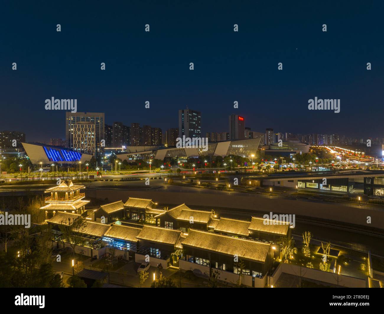 Aerial photo shows the Grand Canal Banzha Ruins Park in Huai'an City ...