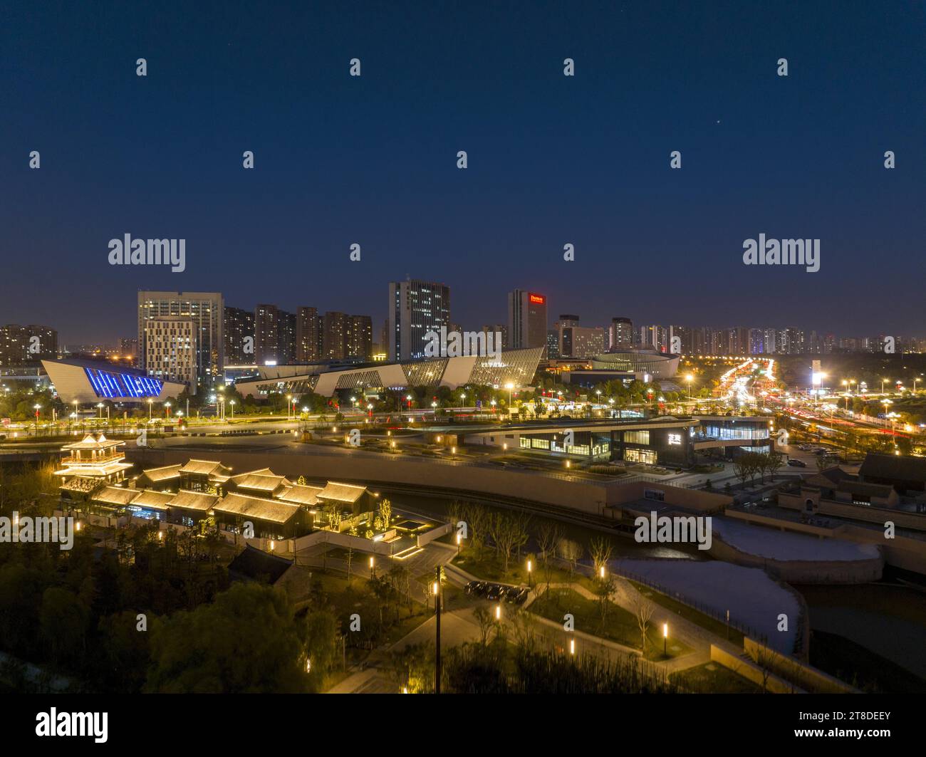 Aerial photo shows the Grand Canal Banzha Ruins Park in Huai'an City ...