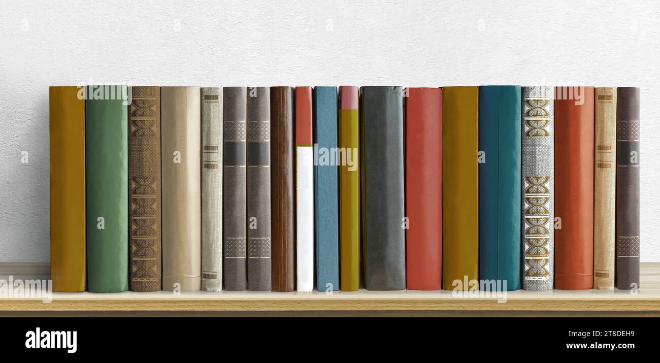 Row of books on shelf hi-res stock photography and images - Alamy