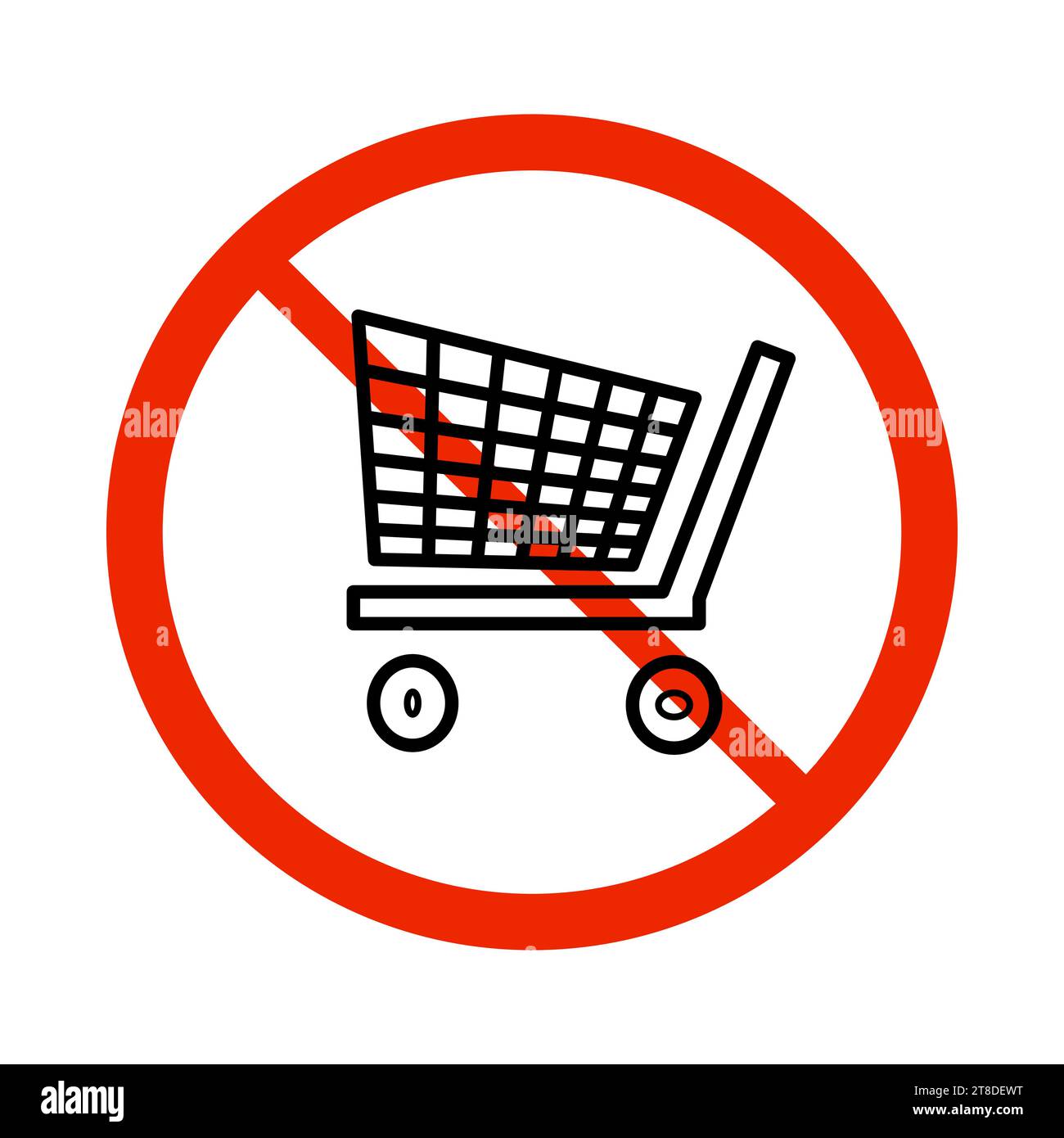 No shopping cart sign. Red round no shopping cart icon. No trolley ...