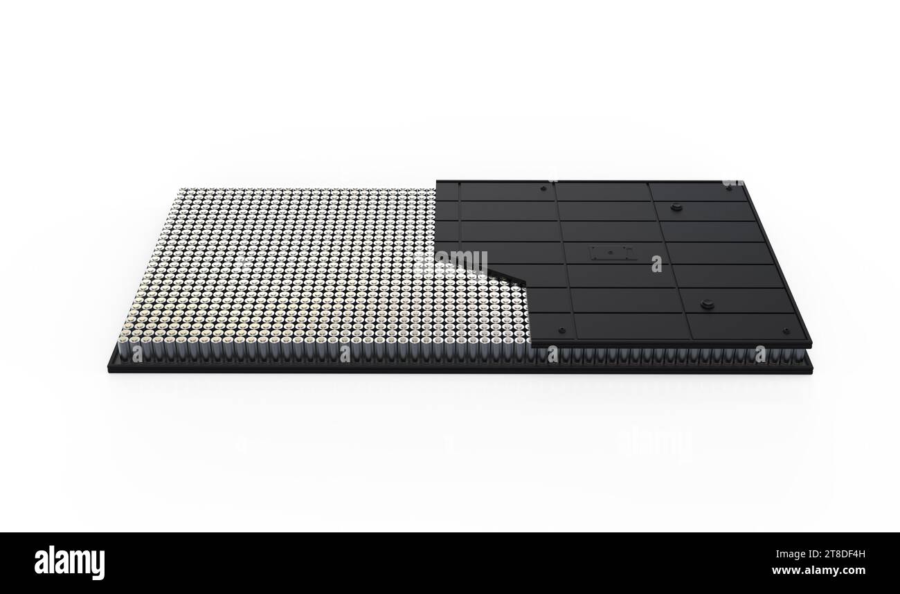 3d rendering electric vehicle battery or pack of lithium-ion battery ...
