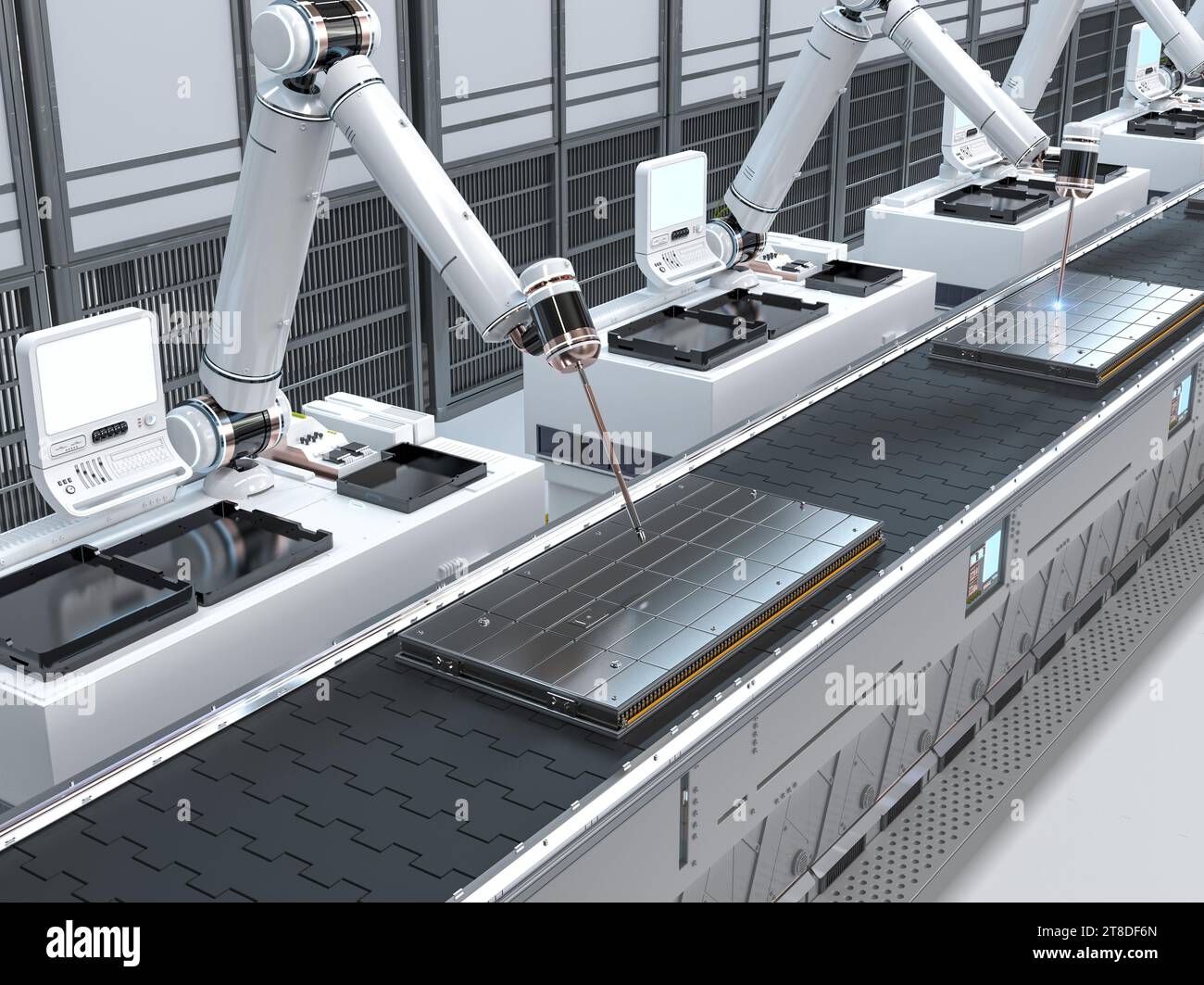 Automation battery manufacturing with 3d rendering electric car battery ...
