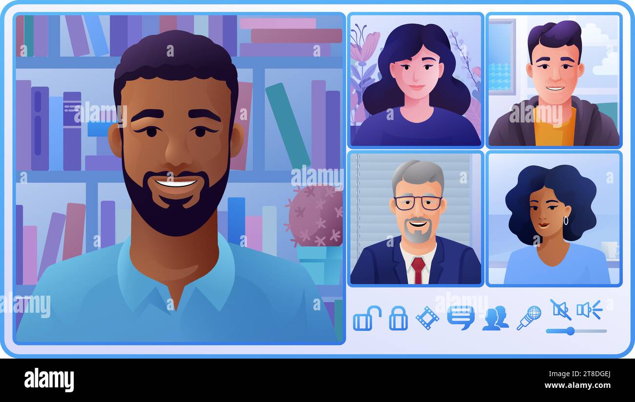 Diverse team meeting video call Cut Out Stock Images & Pictures - Alamy