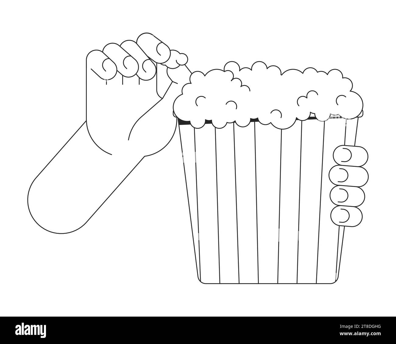Eating popcorn cartoon human hand outline illustration Stock Vector ...