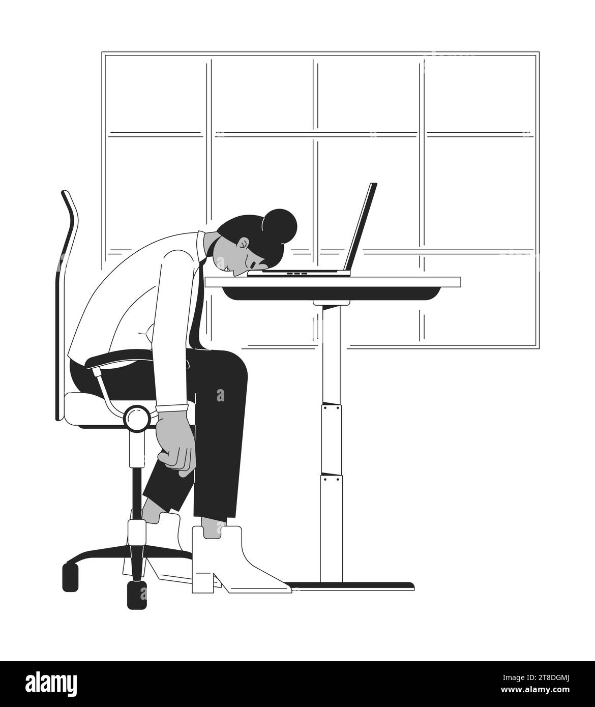 Work overload line cartoon flat illustration Stock Vector Image & Art ...