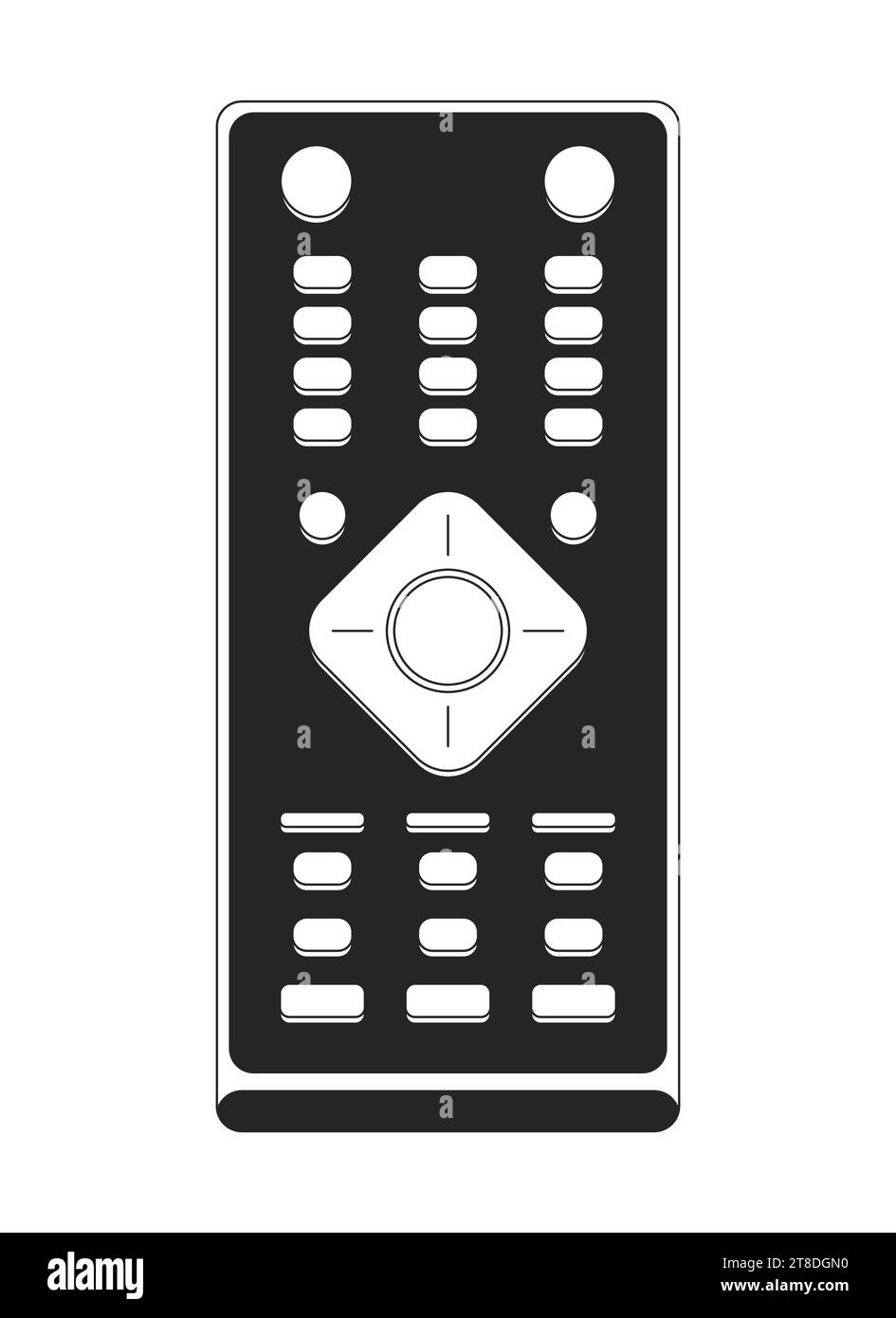 TV remote control buttons black and white 2D line cartoon object Stock ...