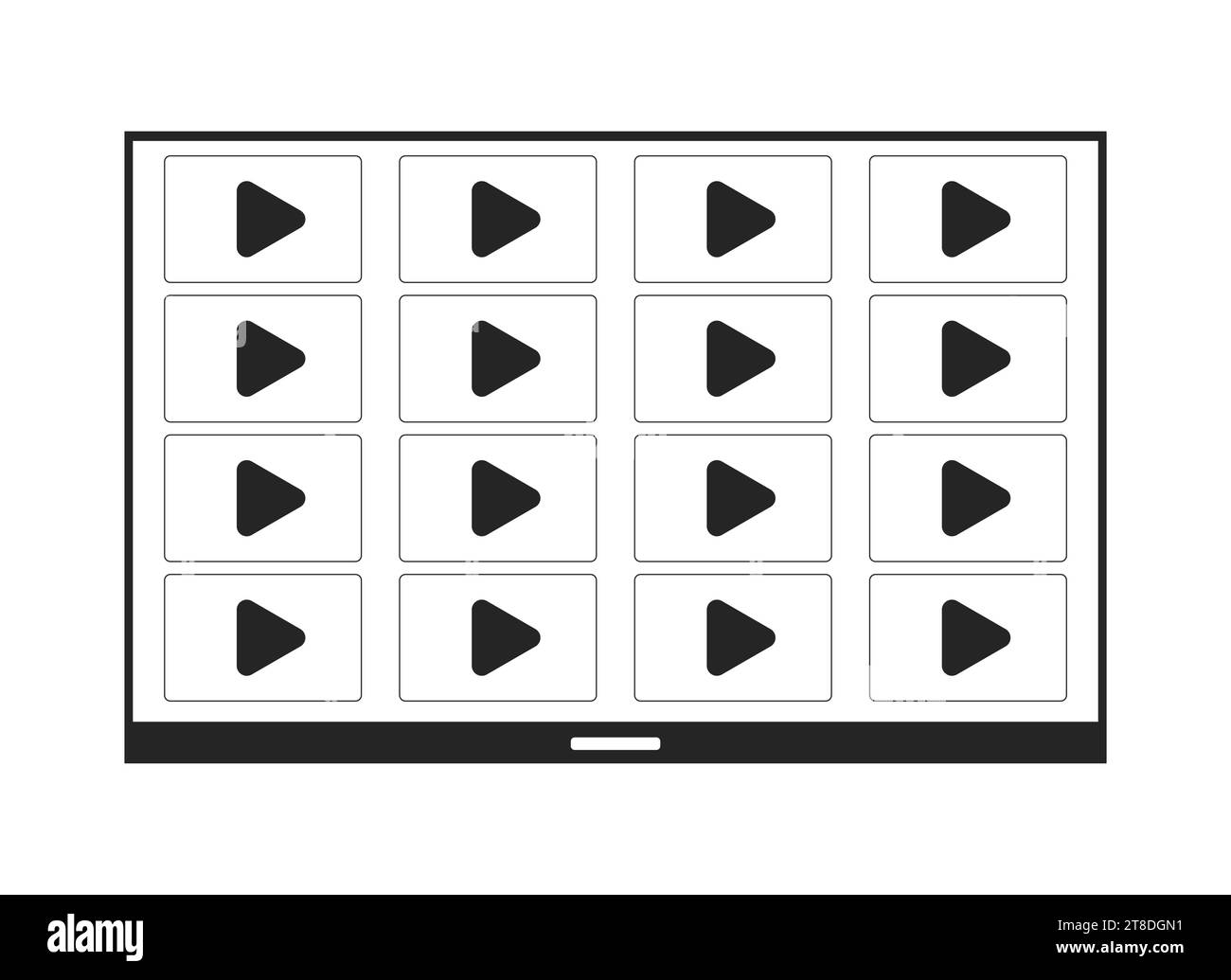 Television Streaming Video On Demand Black And White 2d Line Cartoon Object Stock Vector Image