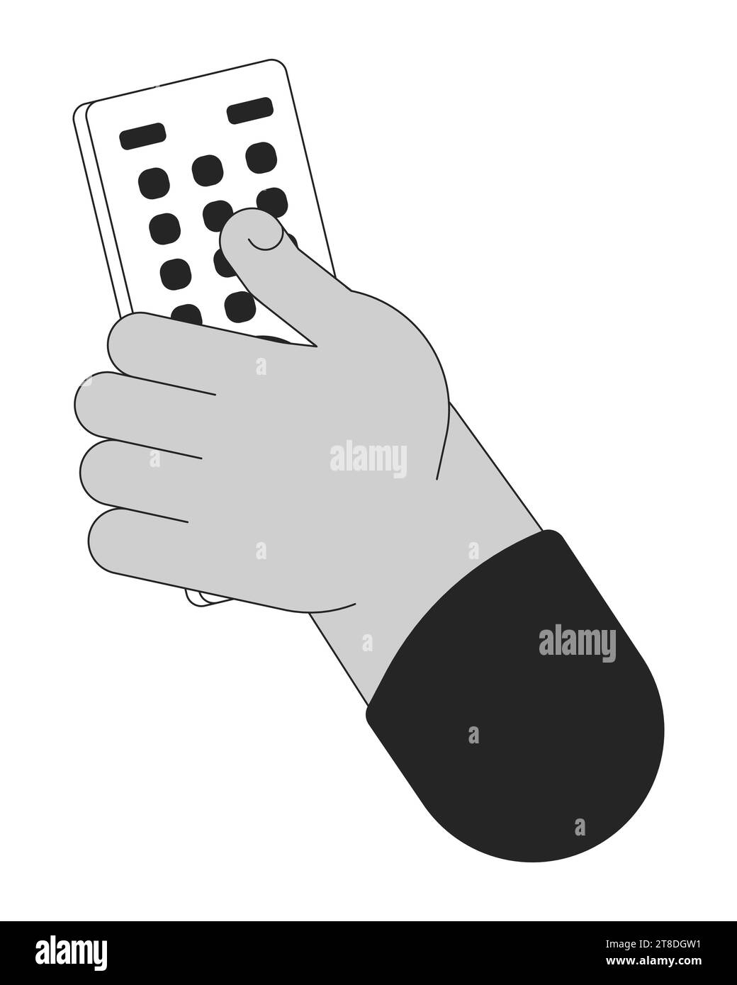 Holding tv remote control cartoon human hand outline illustration Stock ...