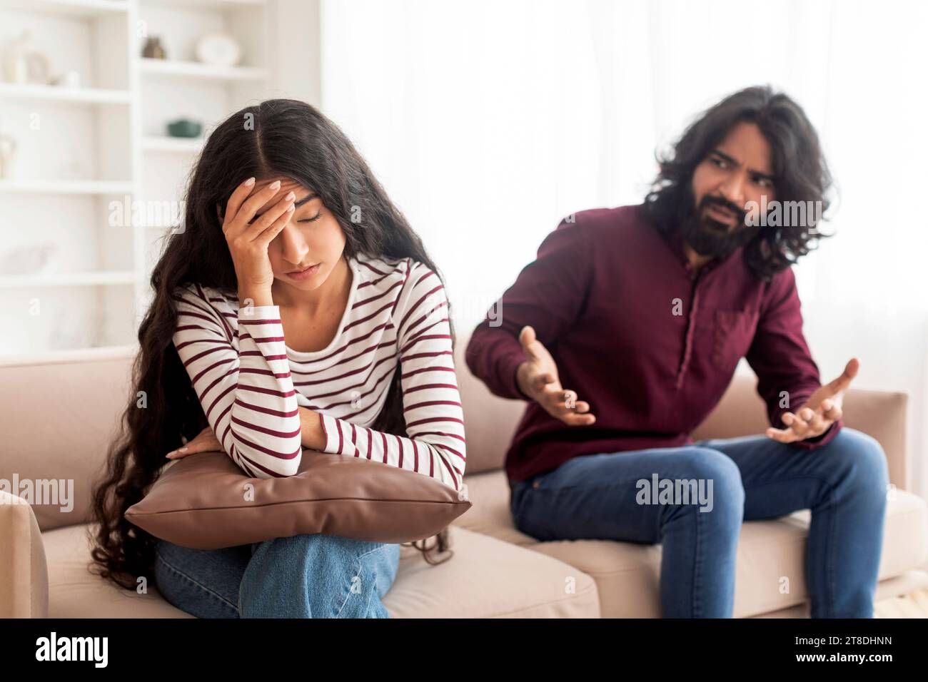 Young married indian couple having fight, guy yelling Stock Photo - Alamy