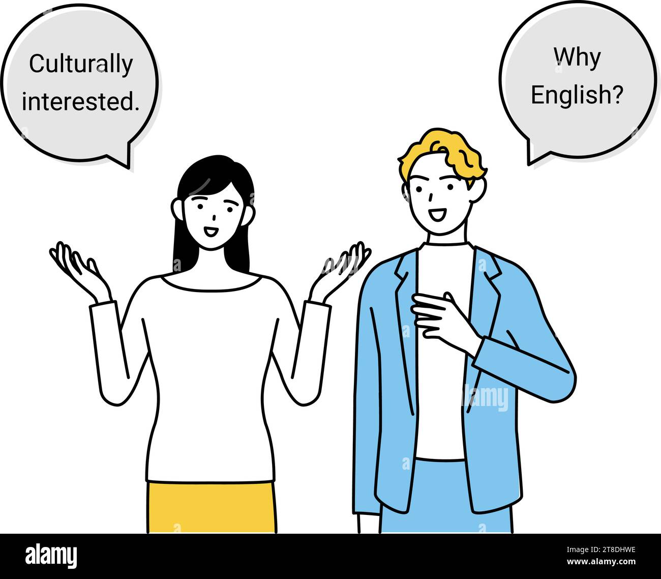 English conversation, Japanese woman speaking English with a white man ...