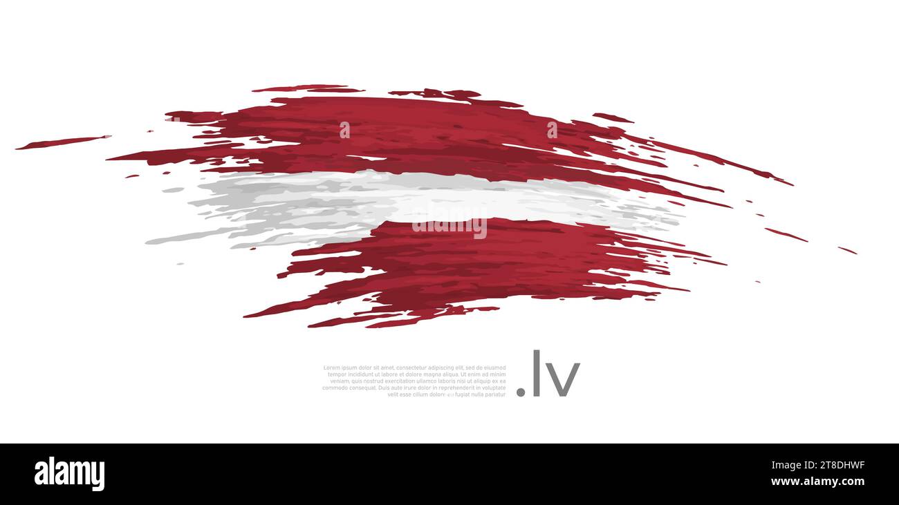 Latvia flag. Brush strokes, grunge. Stripes colors of the latvian flag on a white background ...