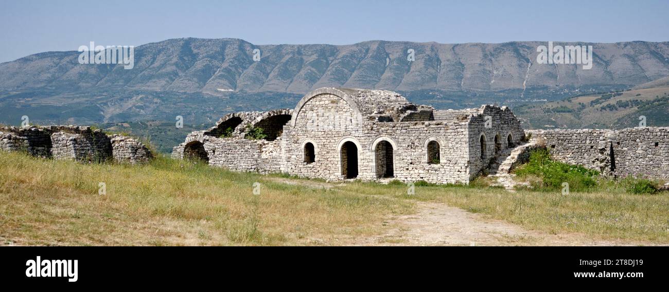 The ruins of the White Mosque at Berat Castle, Kalaja e Beratit, in ...