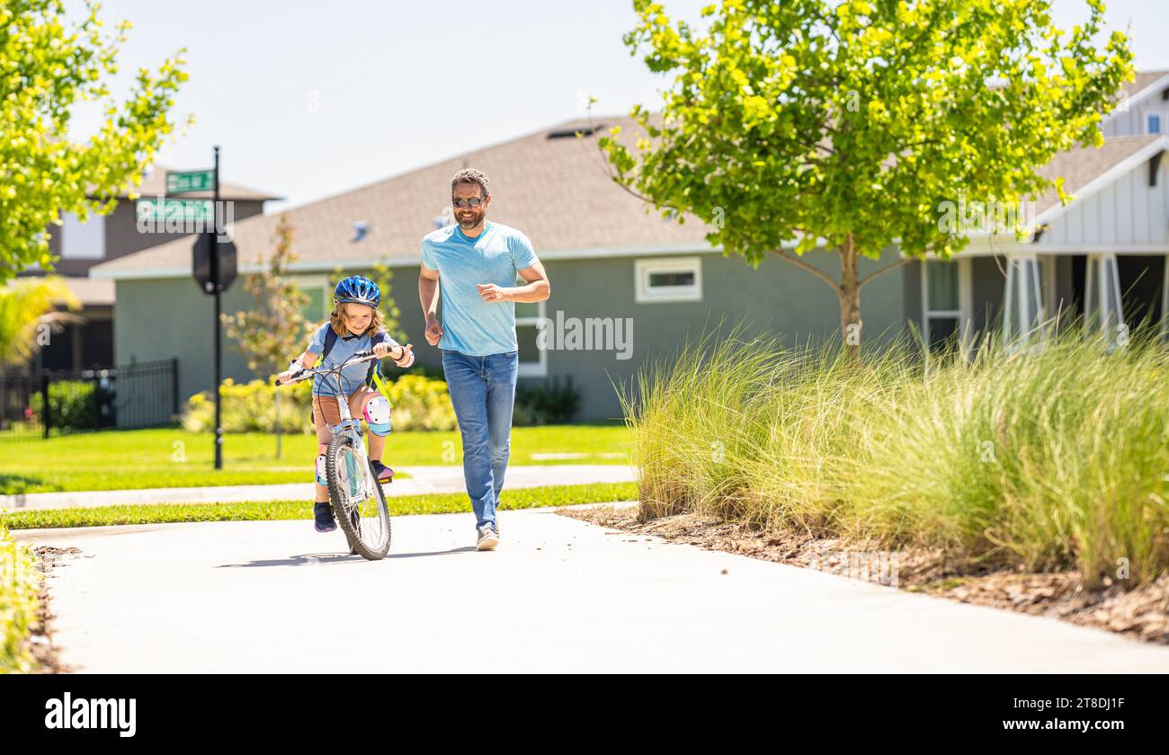 fathers parenting with son outdoor. childhood of son supported by ...