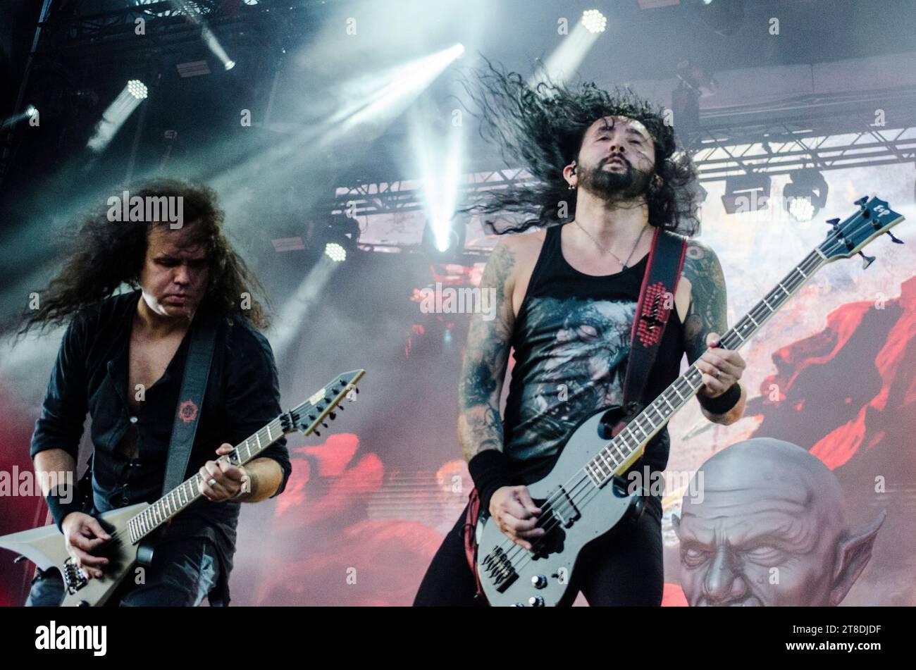 Mille Petrozza and Frédéric Leclercq of Kreator performing at Release ...
