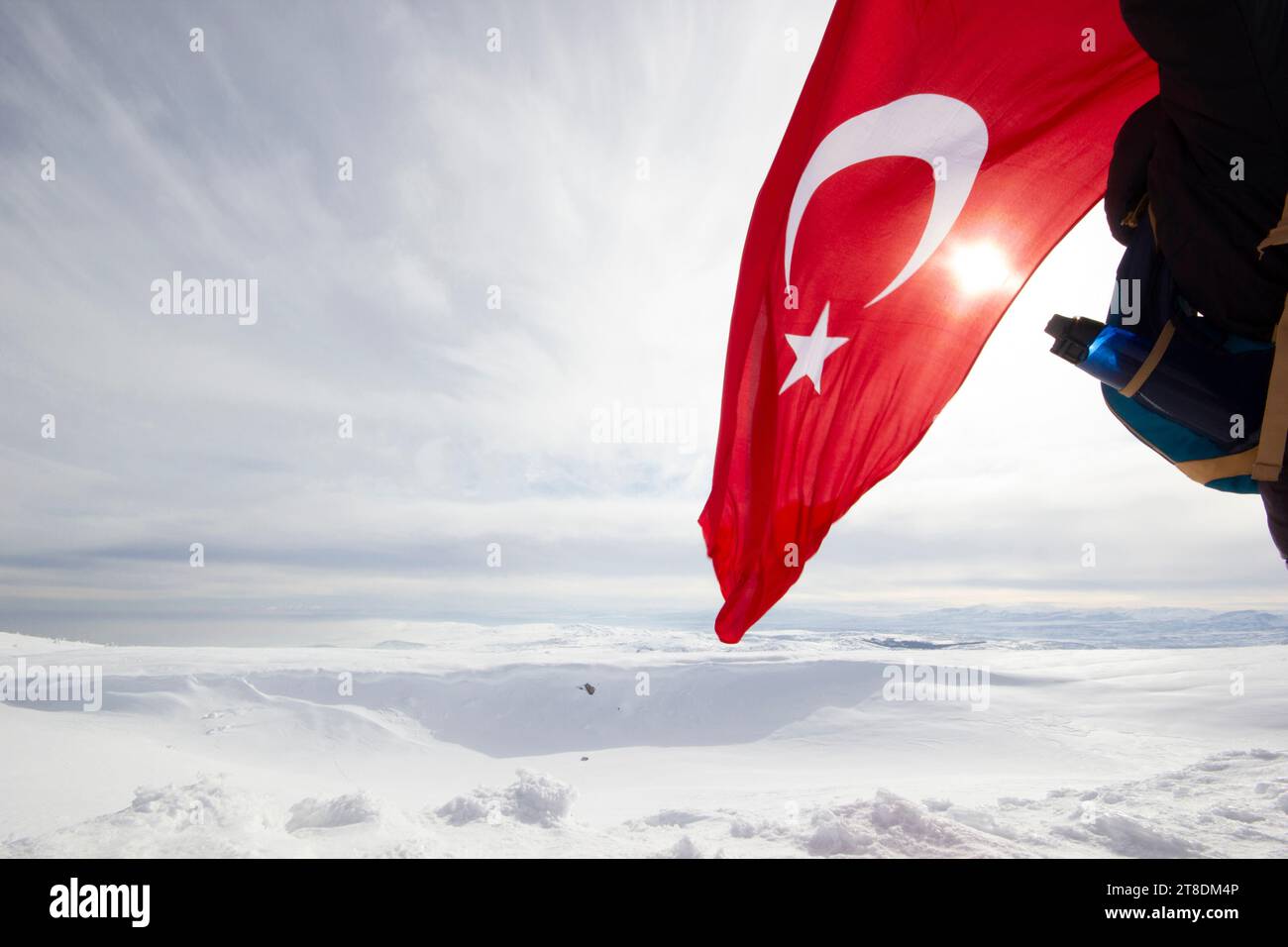 Turkish flag waving at the top of the mountain Stock Photo - Alamy