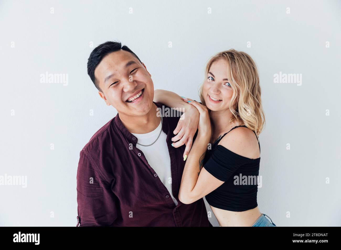 cheerful couple laugh dancers together joy man and woman Stock Photo ...
