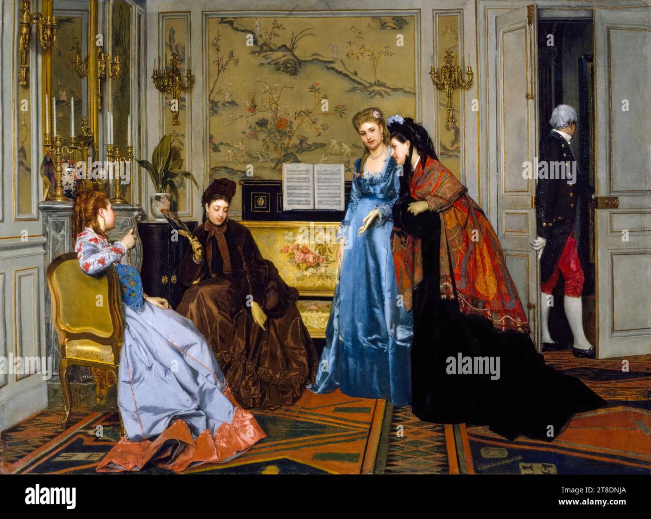 Alfred Stevens (attributed), Elegant Figures in a Salon, painting in ...