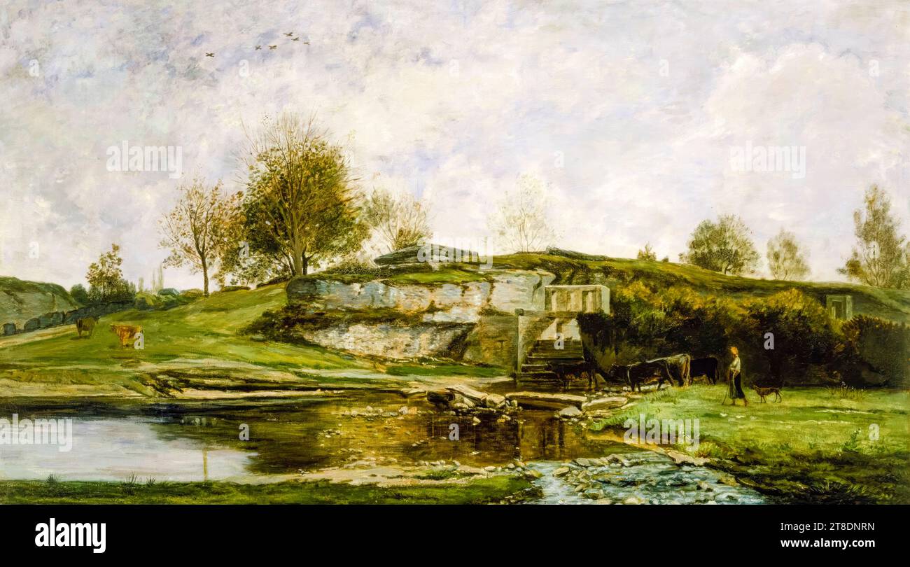 Charles-François Daubigny, Sluice in the Optevoz Valley, landscape ...