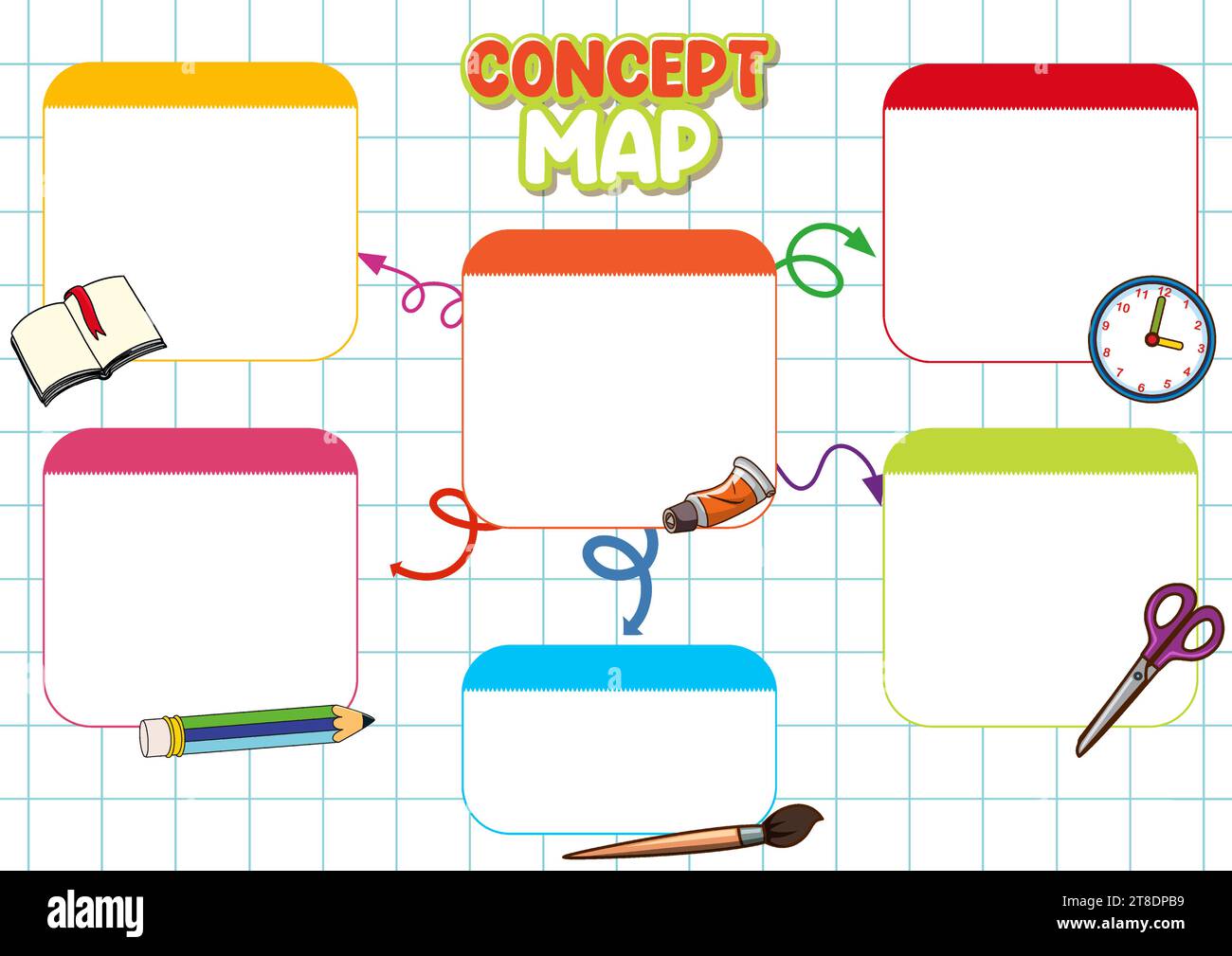Printable vector illustration of a simple student concept map Stock ...