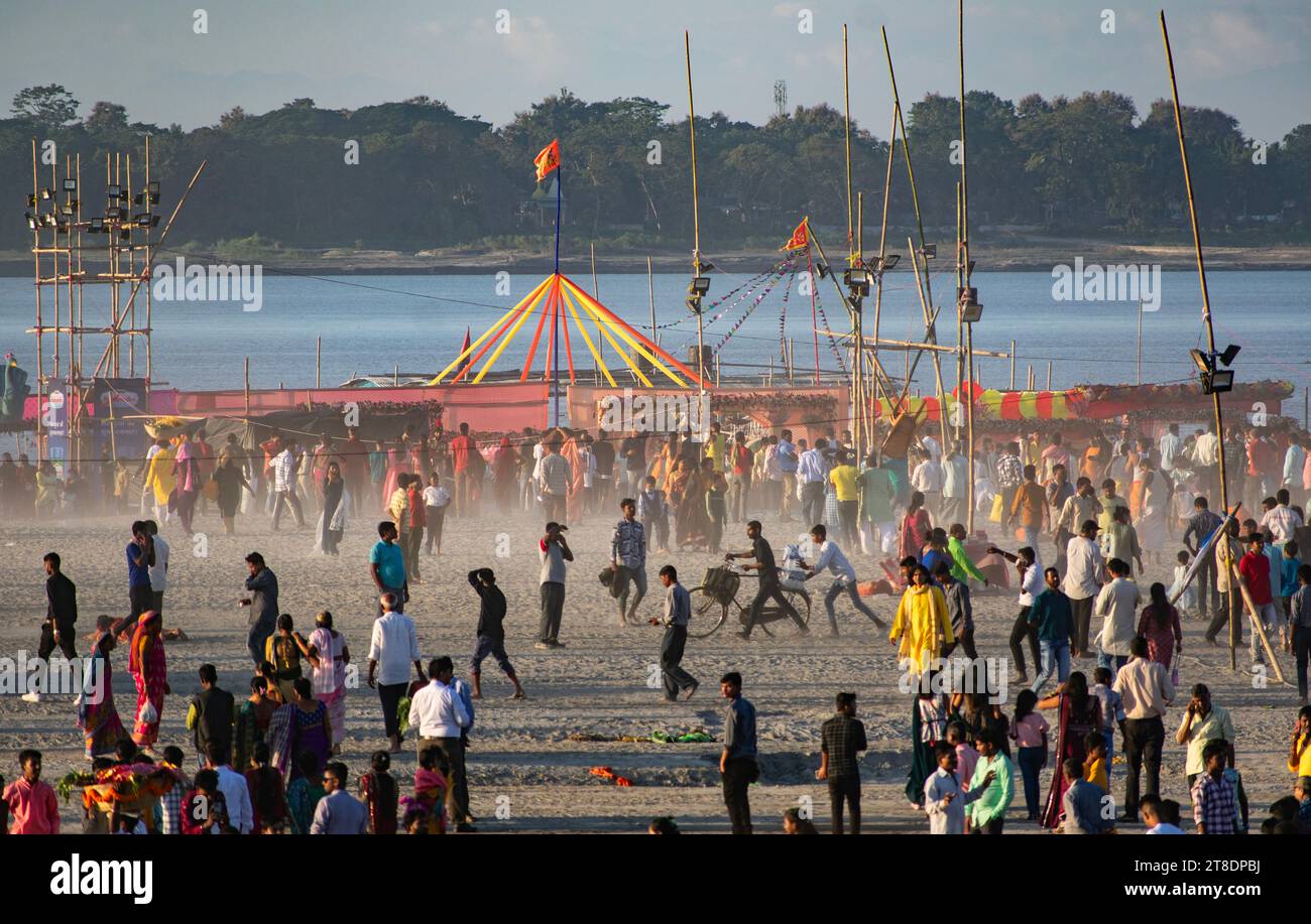 Guwahati, Assam, India. 19th Nov, 2023. Devotees gather to worship the ...