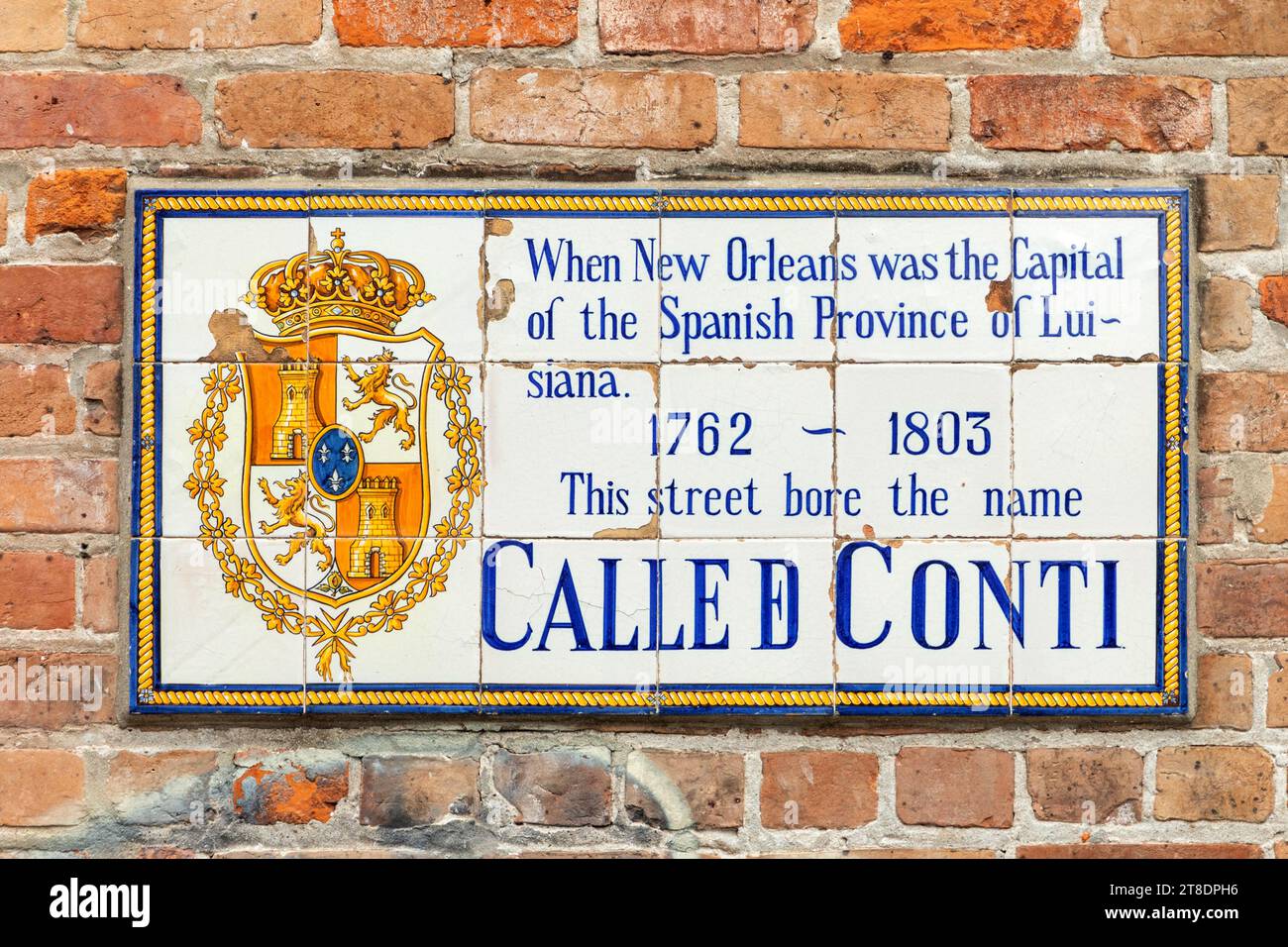old street name Calle de Conti on tiles in the French quarter in New ...