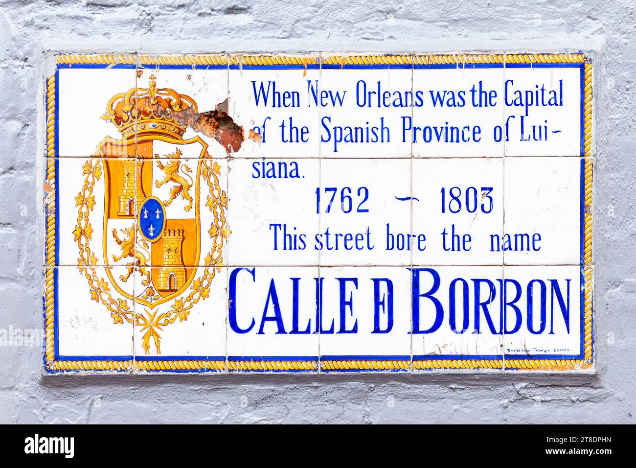 old street name Calle Borbon on tiles in the French quarter in New ...