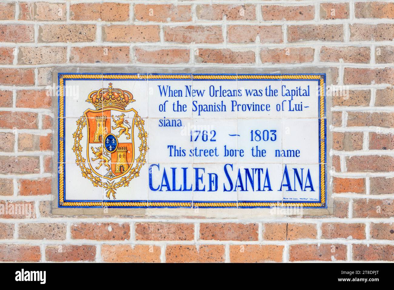 old street name Calle de Santa Ana painted on tiles in the French ...
