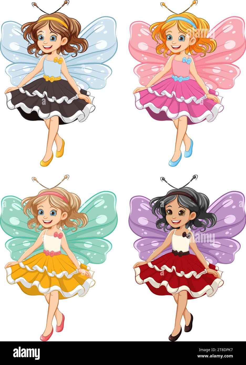 A set of cute fairy characters dressed for a princess party Stock ...