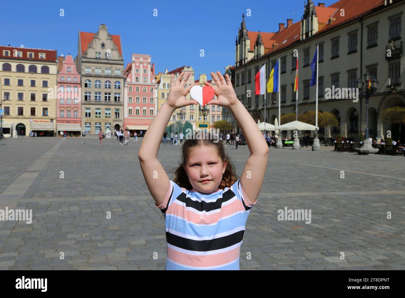 A red-white heart in the colors of the national flag of Poland in the ...