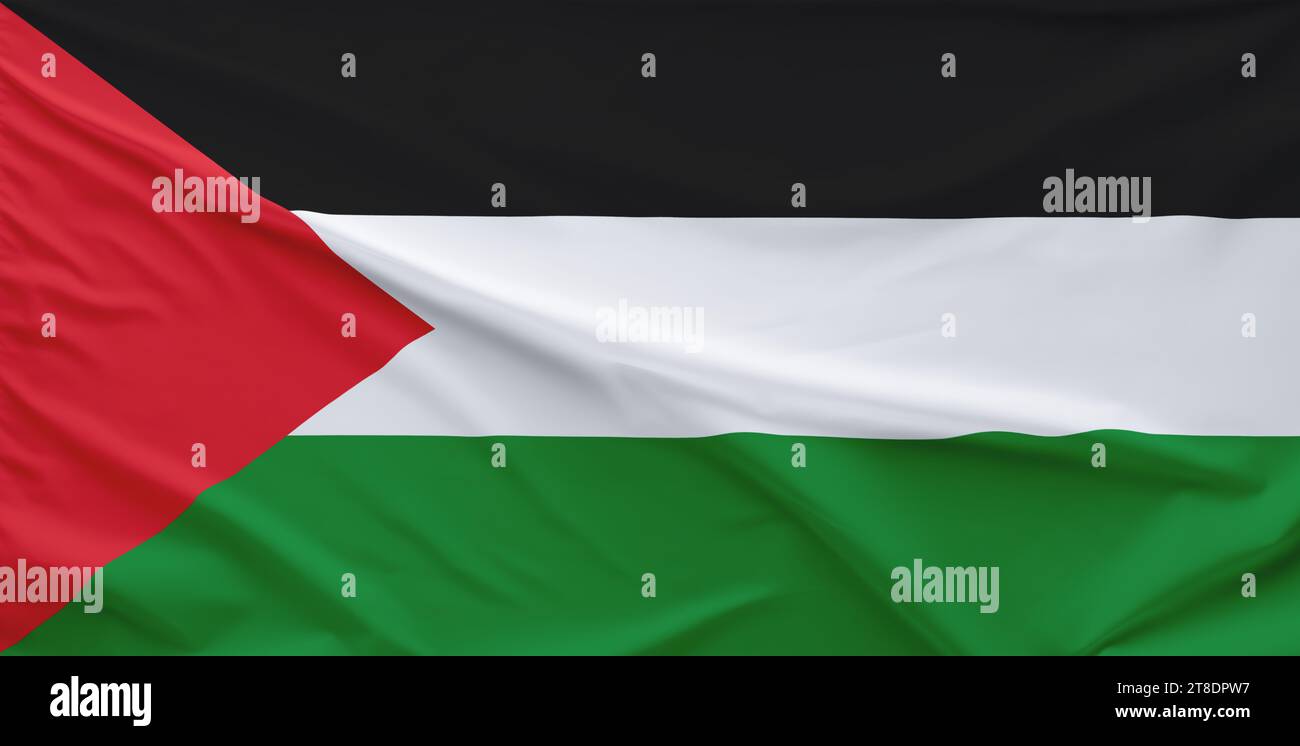 Wavy national Palestine flag background Stock Photo - Alamy