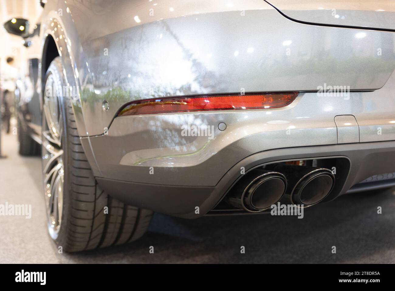 The Sleek and Shiny Rear of a Silver Sports Car, a Modern Marvel of ...